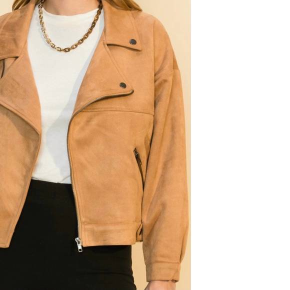 HYFVE | Jackets & Coats | Nwt Hyfve Suede Zipup Biker Jacket In Cognac ...